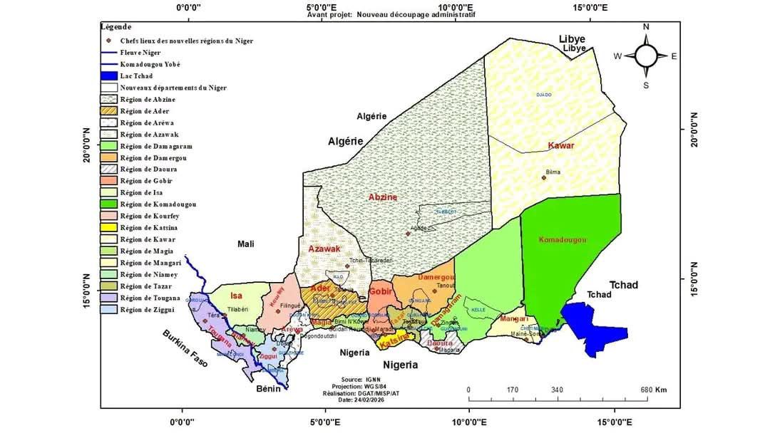 Niger : 19 régions et 82 départements selon un projet de redécoupage ...
